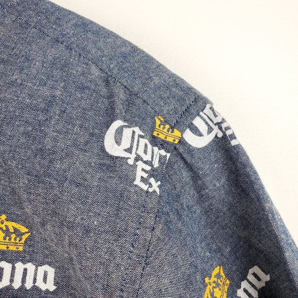 Corona | Shirts | Corona Extra Button Up Denim Ss Shirt Sz Med Nwot ...